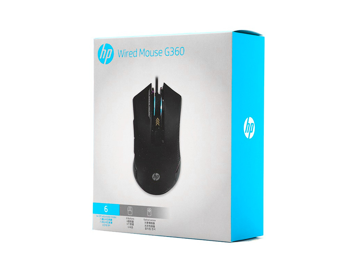 MOUSE HP G360 ( 4QM92AA#UUF ) GAMING | NEGRO | LED- RGB