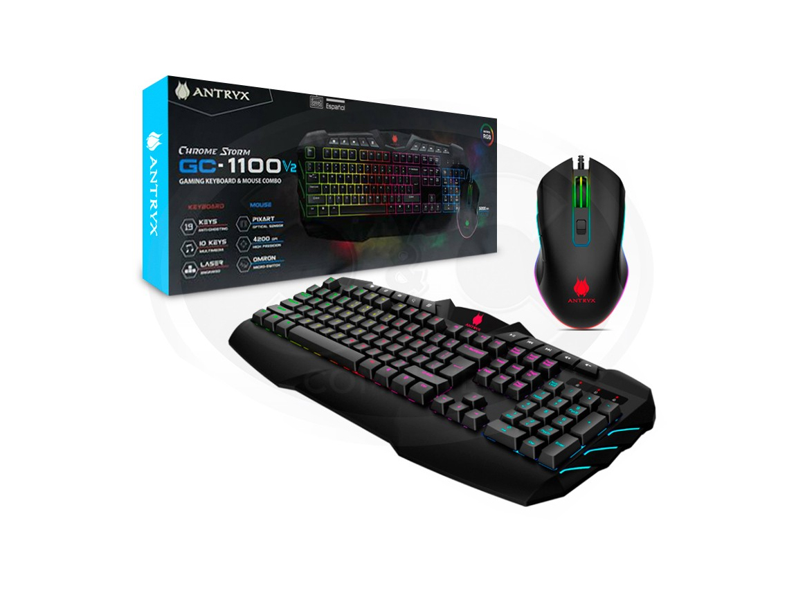 COMBO ANTRYX CHROME STORM GC-1100 V2 ( AGC-CS1102-SP ) TECLADO+MOUSE ...