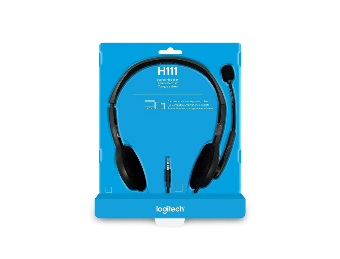 AURICULAR LOGITECH H-111, CON MICROFONO, CONEXION A CABLE, CONTROL DE ...