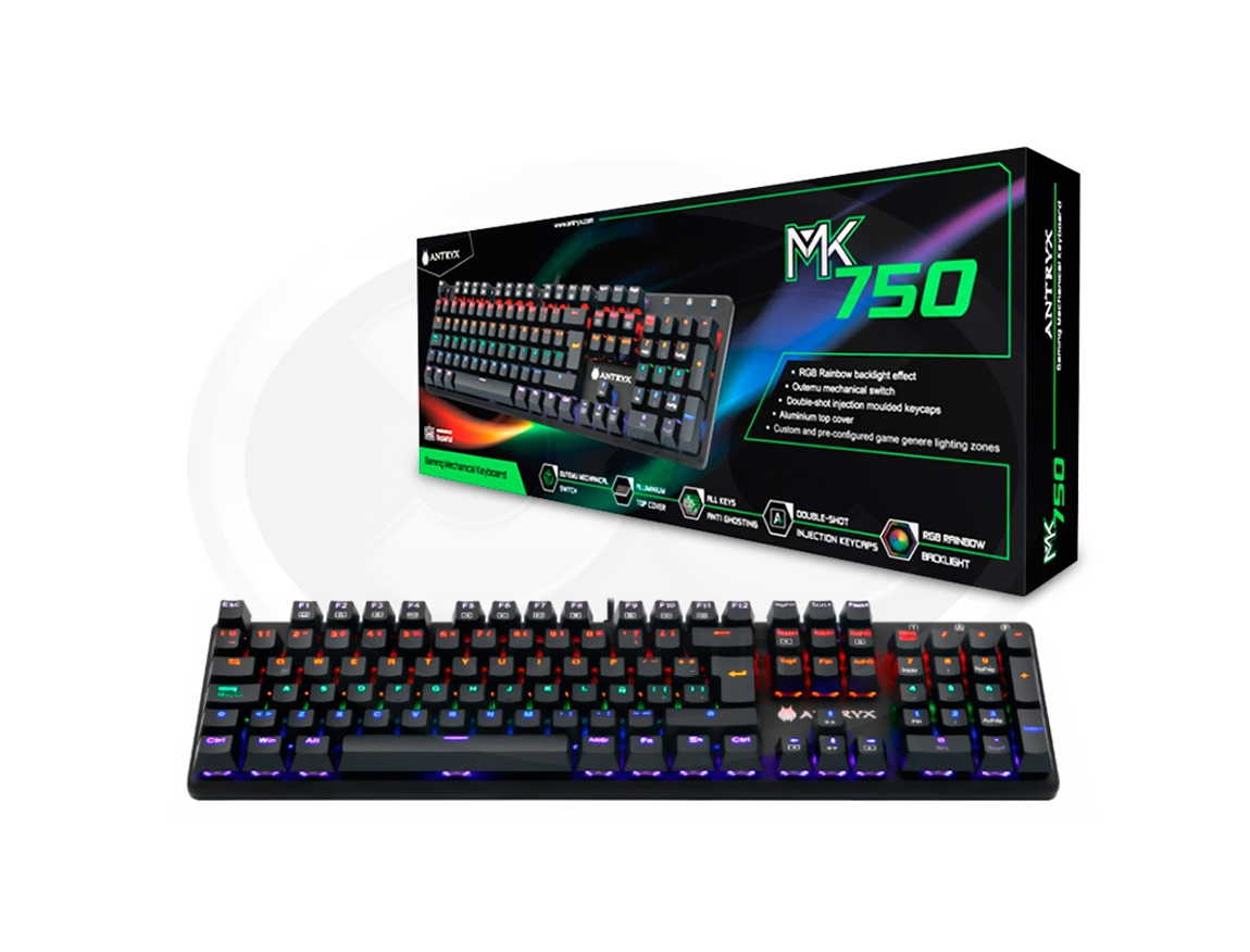 TECLADO ANTRYX CHROME STORM MK 750 ( AMK-CS750KBR-SP ) MECANICO | SWITCH MARRON