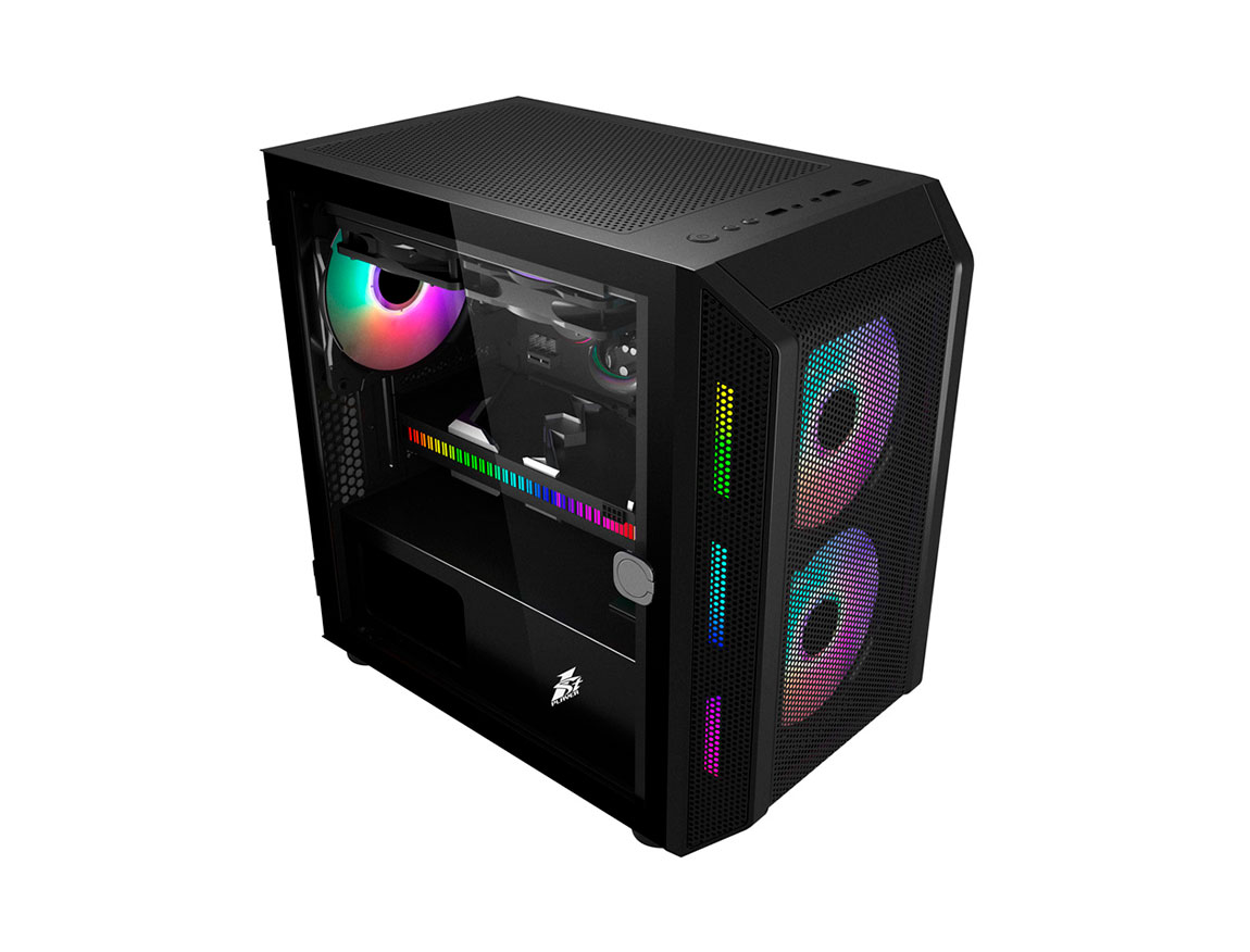 CASE 1STPLAYER D3 ( D3 ) NEGRO | S/ FUENTE | 1 PANEL VIDRIO | LED -RGB