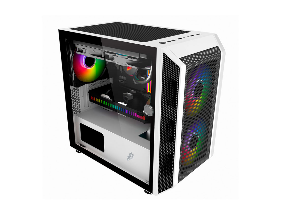 CASE 1STPLAYER D3 ( D3 ) BLANCO | S/ FUENTE | 1 PANEL VIDRIO | LED -RGB