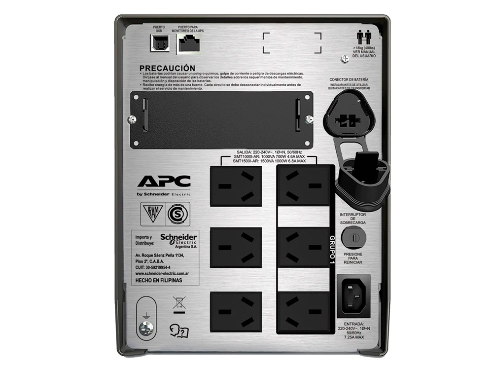 UPS SMART APC SMT1500I, 1500VA, 1000W, 230V, 8 TOMAS C13. + TARJETA DE ...