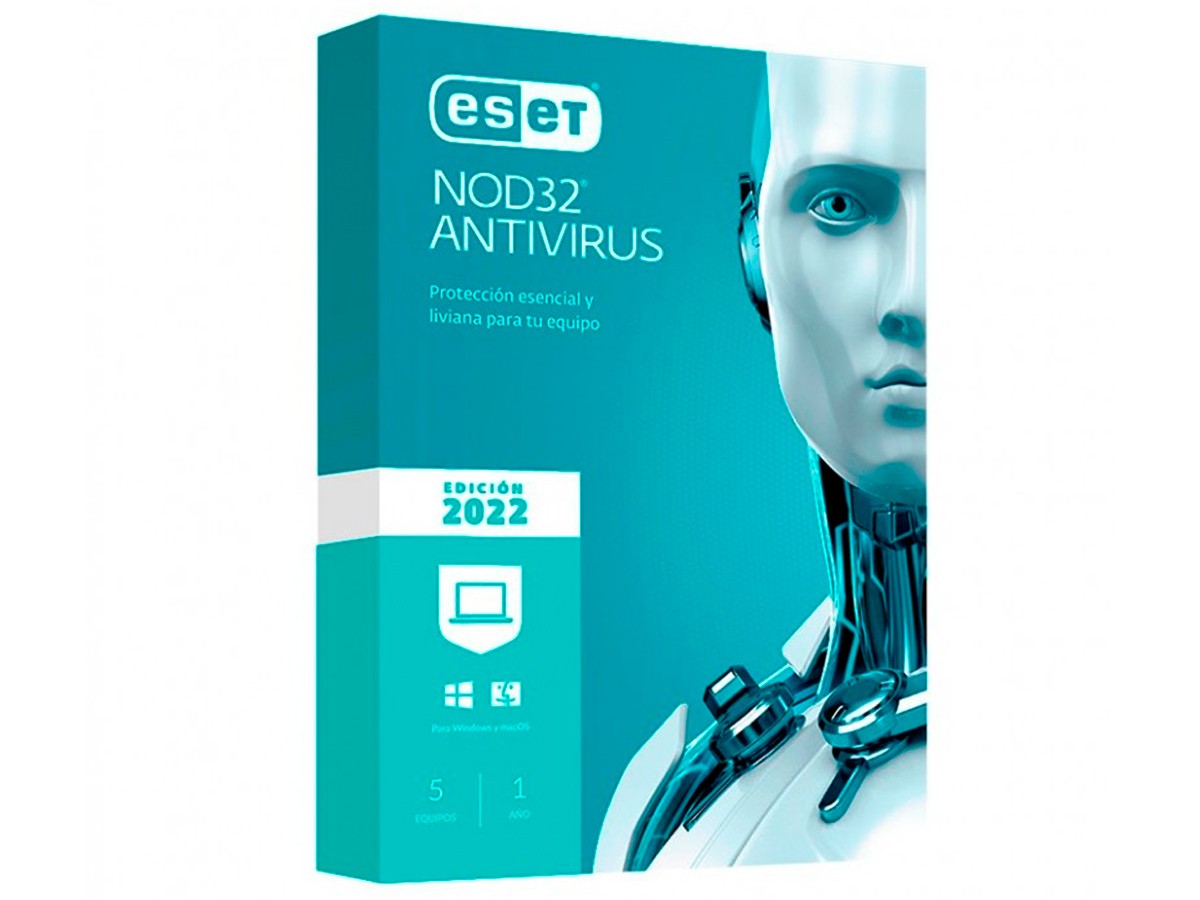 ANTIVIRUS ESET NOD 32 ( S11010203 ) 2022 | 5 PCS | 12 MESES