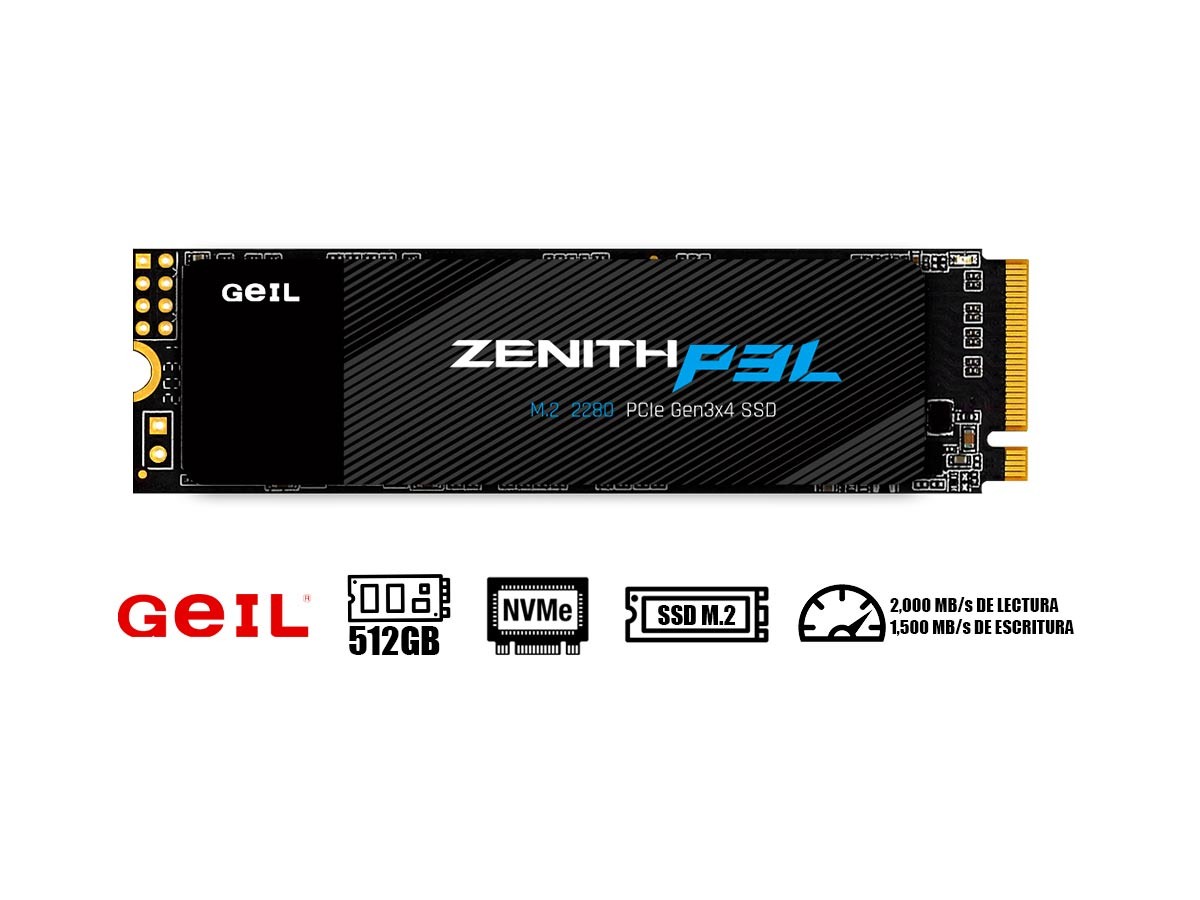 DISCO SOLIDO SSD M.2 PCIE GEIL 512GB ZENITH P3L, 2280, GEN3X4, NVME ...