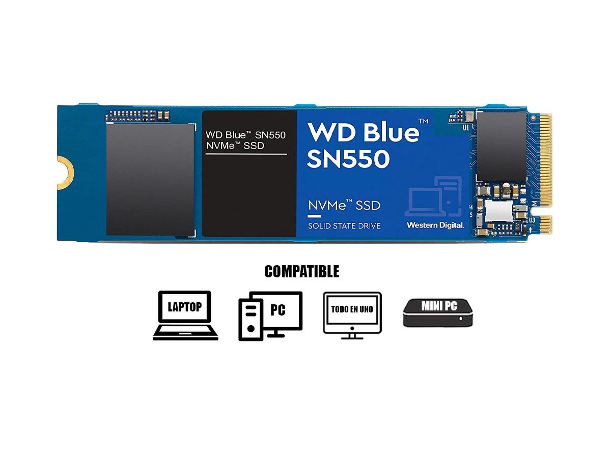 DISCO SOLIDO SSD M.2 PCIE WESTER DIGITAL 250GG SN550, 2280, NVME, UNIDAD INTERNA DE ESTADO ...