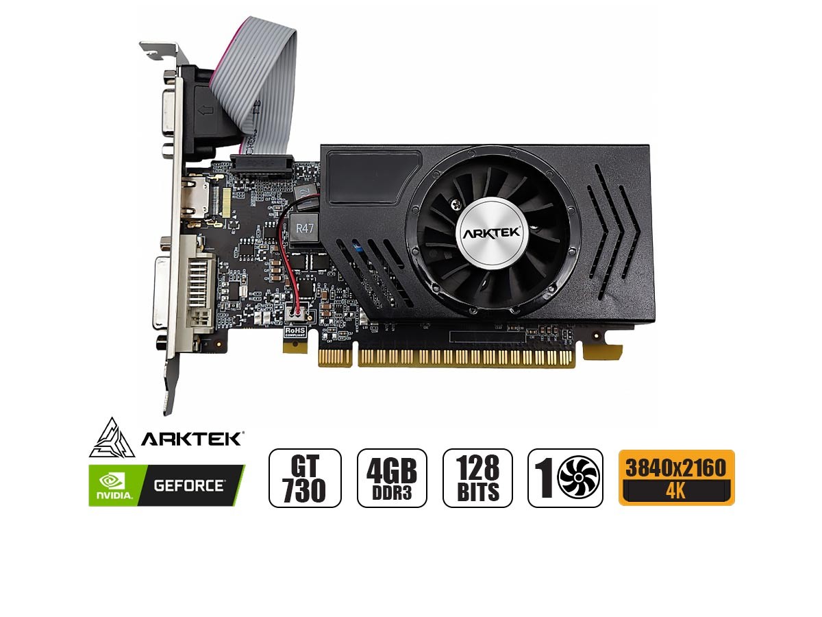 TARJETA DE VIDEO ARKTEK GT 730 4GB DDR3 OEM NVIDIA CYCLOPS 128 BITS (AKN730D3S4GL1)