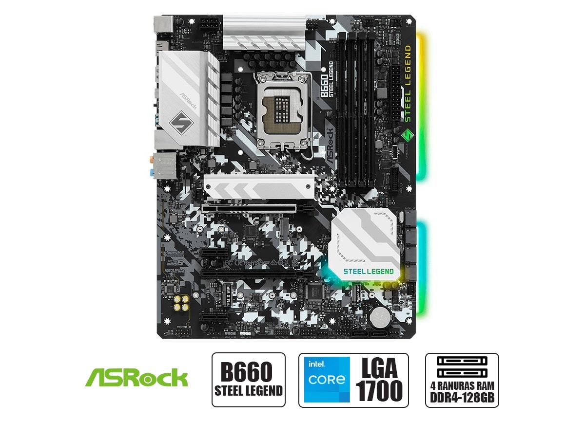 PLACA MADRE ASROCK B660 STEEL LEGEND D4, PARA PROCESADOR INTEL LGA 1700 ...