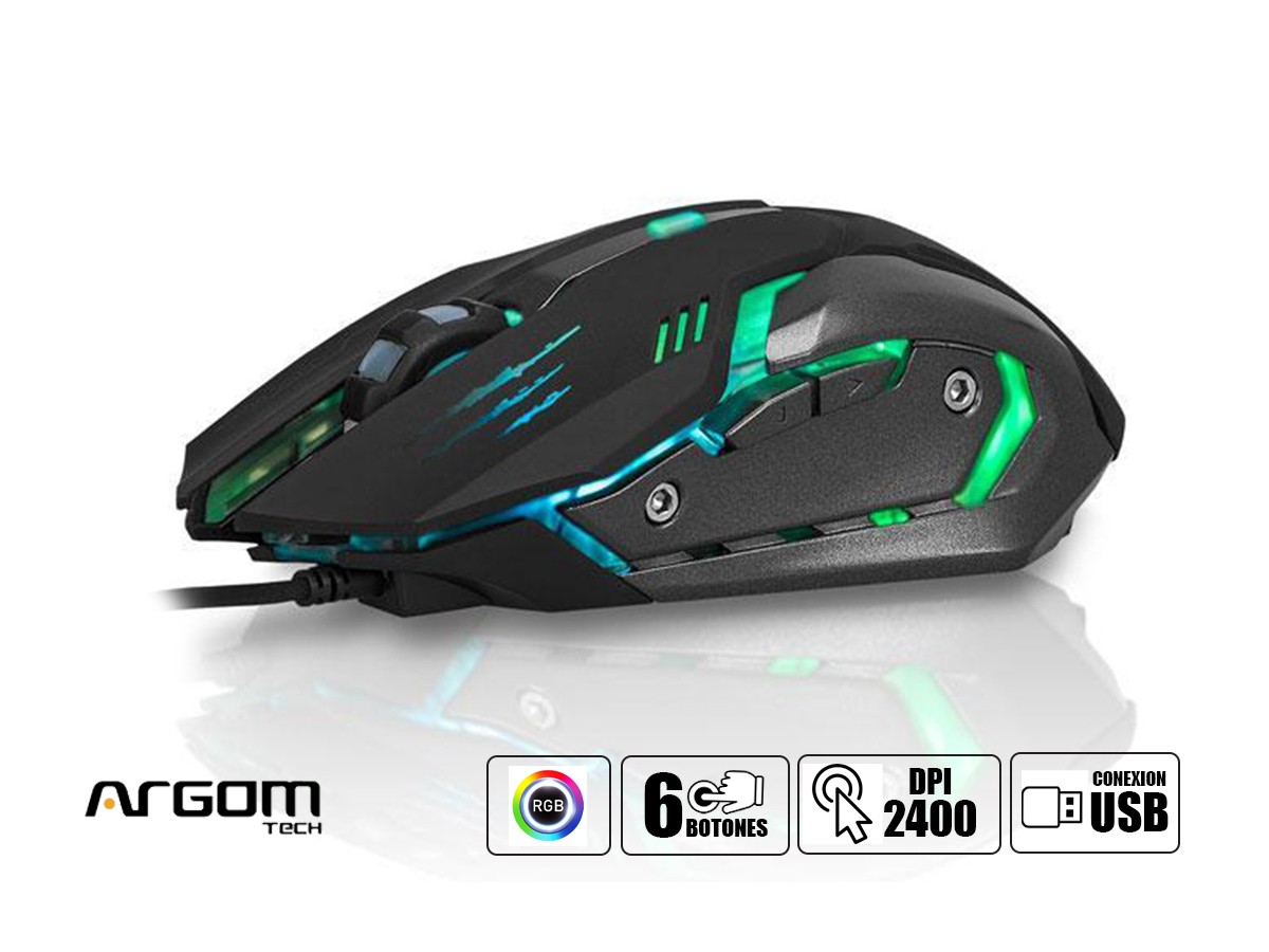 MOUSE ARGOMTECH COMBAT MS40 GAMING, SENSOR HASTA 2400 DPI, ILUMINACION ...