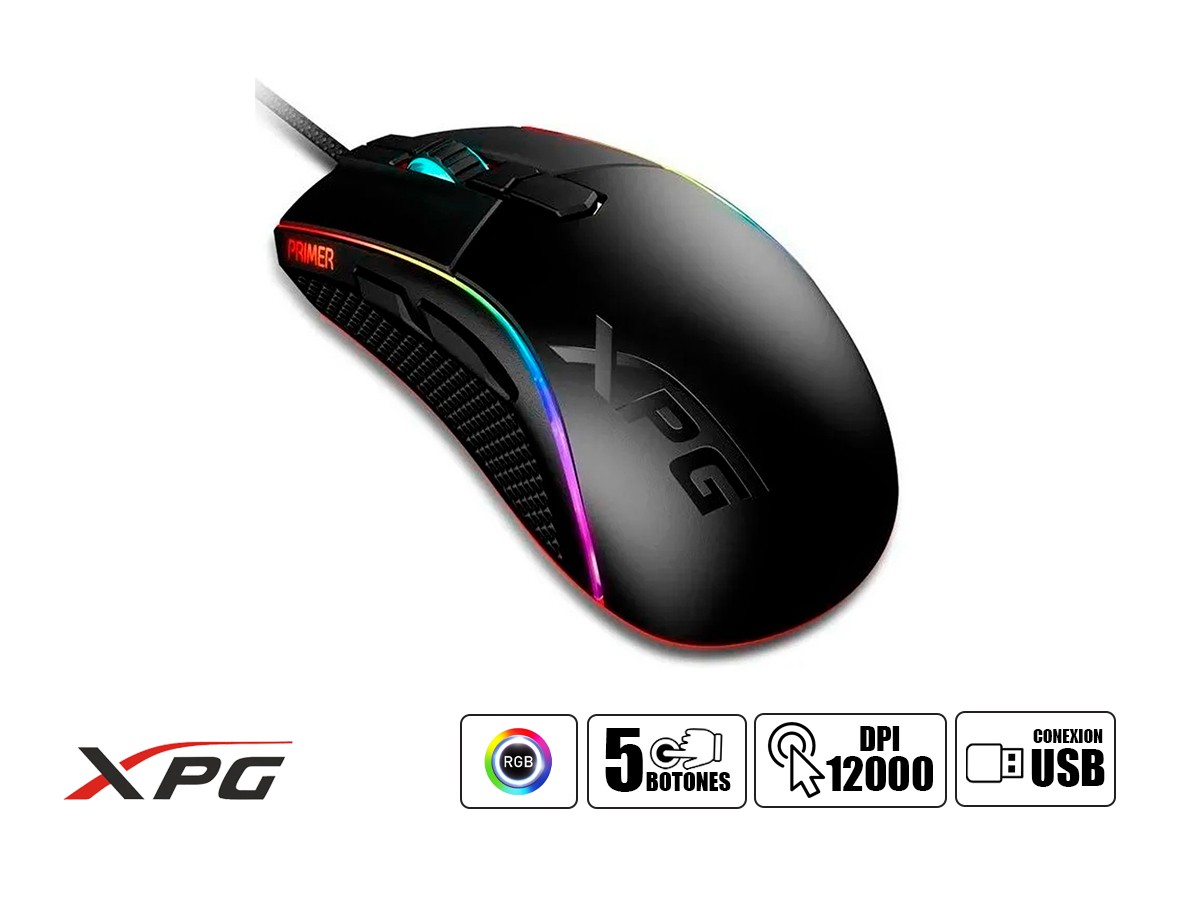Mouse Xpg Primer Gaming, Sensor Hasta 12000 Dpi, Iluminacion Rgb, Con 3 ...