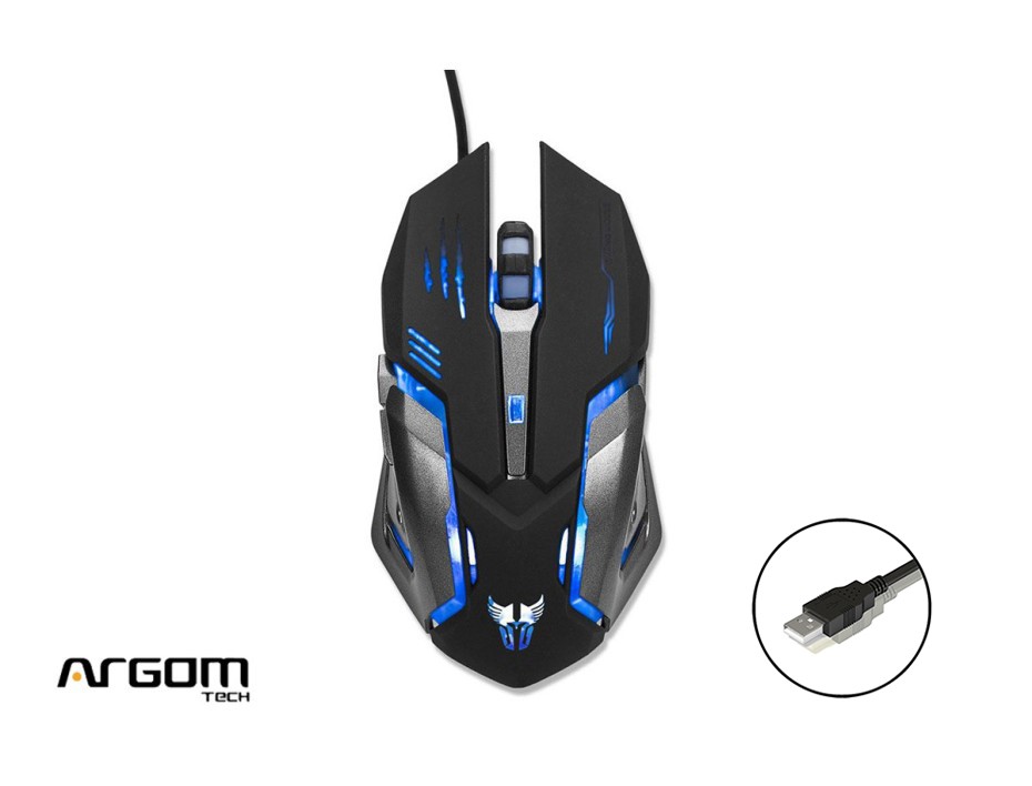MOUSE ARGOMTECH COMBAT MS40 GAMING, SENSOR HASTA 2400 DPI, ILUMINACION ...
