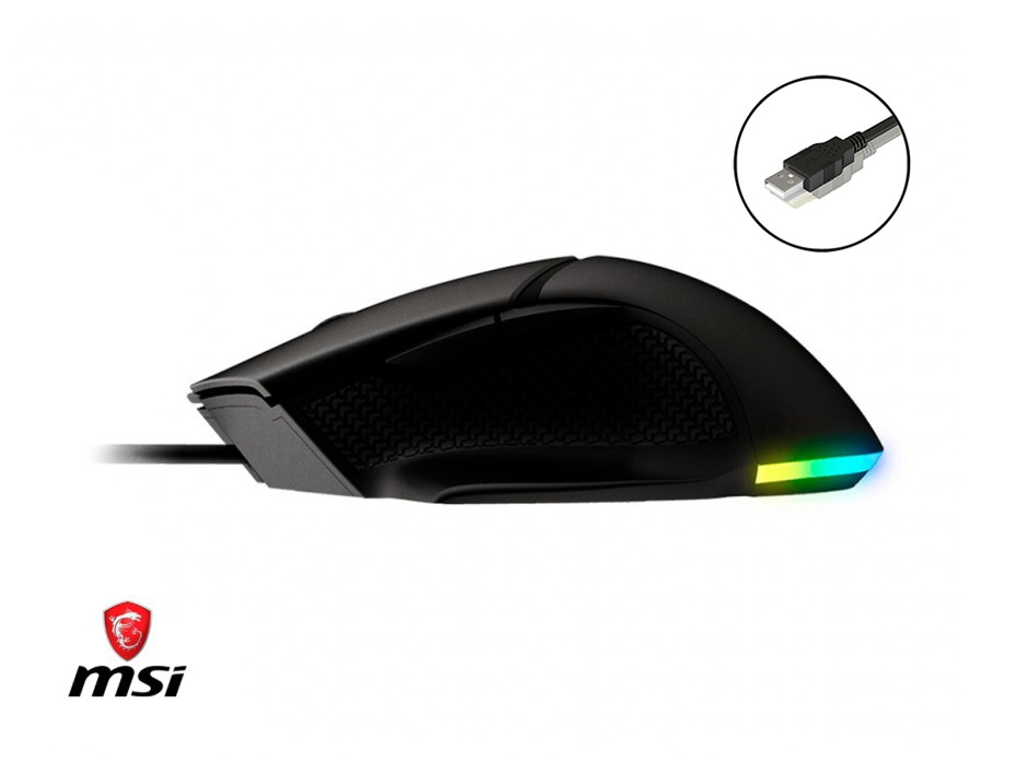 MOUSE MSI CLUTCH GM20 GAMING ELITE, SENSOR HASTA 6400 DPI, ILUMINACION ...