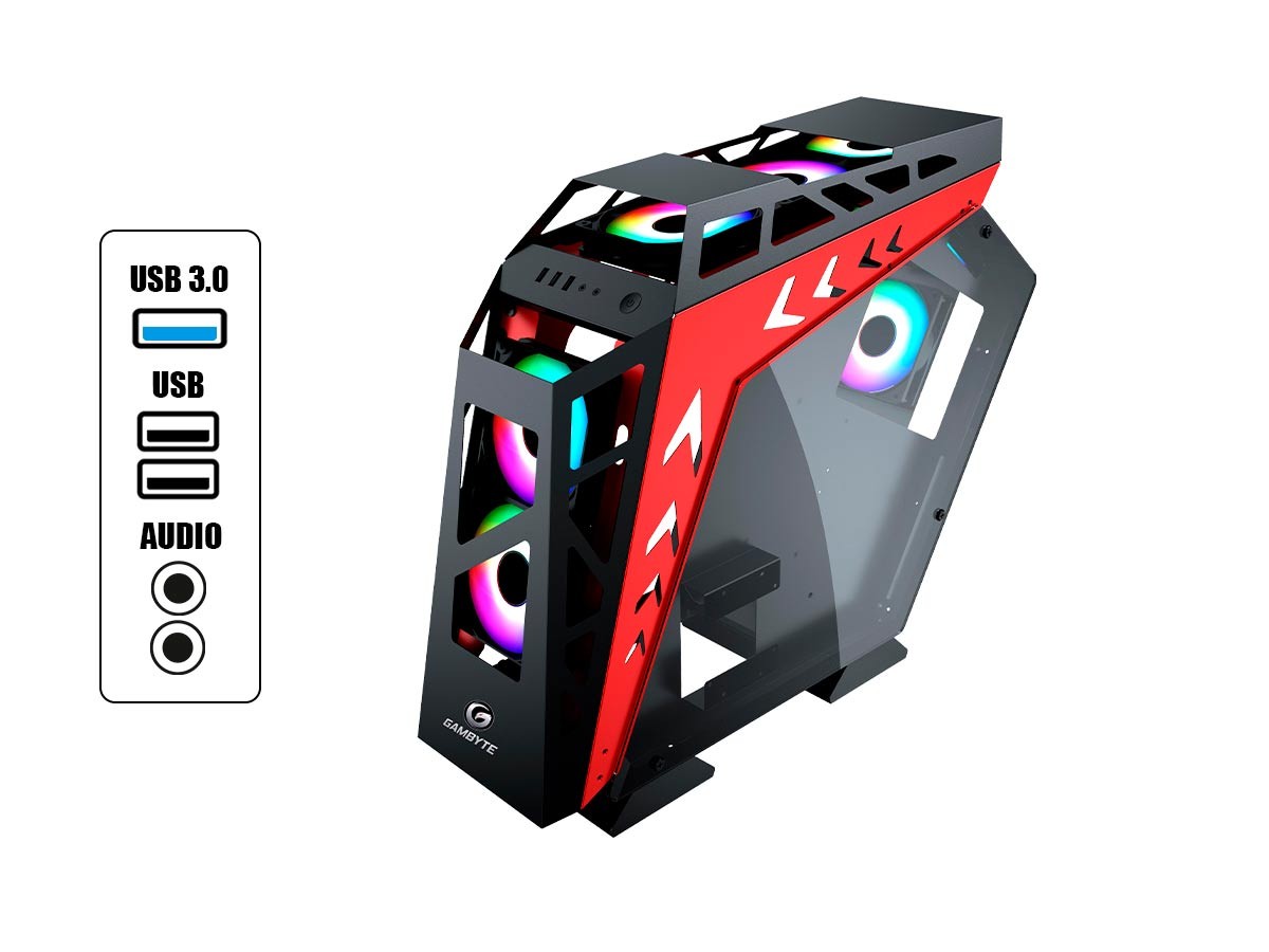 Case Gambyte Metal Warrior Red S/fuente (gi-mwarriorred-ac) Paneles De ...