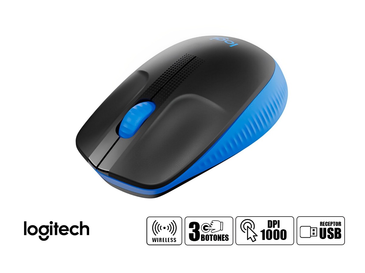 MOUSE INALAMBRICO LOGITECH M190, HASTA 1000 DPI, CON RECEPTOR USB, DISEÑO ERGONOMICO, 3 BOTONES ...