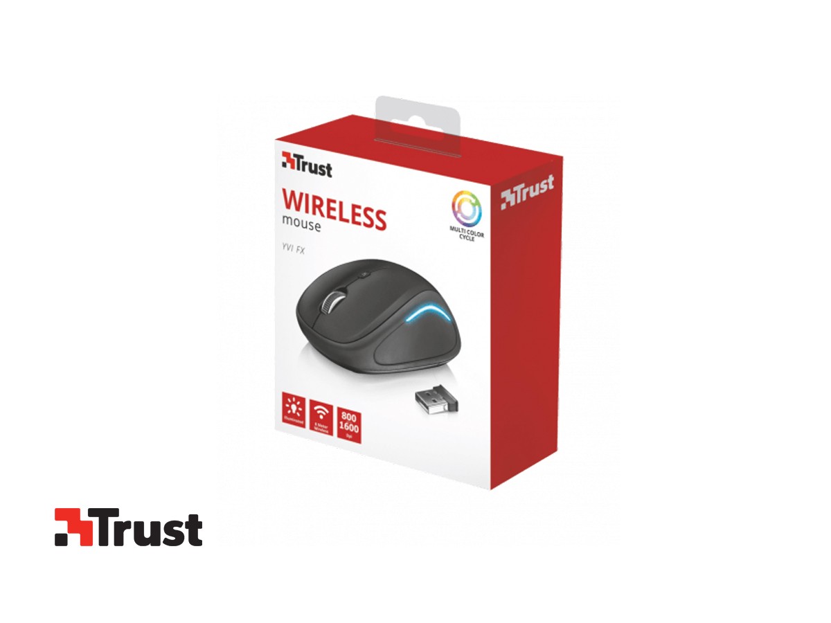 MOUSE INALAMBRICO TRUST YVI FX, SENSOR HASTA 1600 DPI, CON RECEPTOR USB ...
