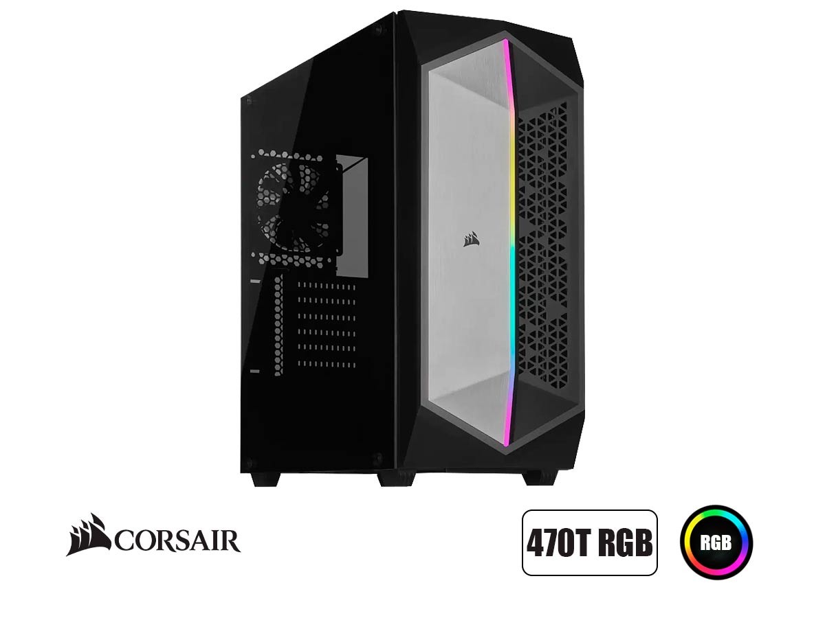 CASE CORSAIR 470T RGB, S/ FUENTE NEGRO 1 PANEL VIDRIO (CC-9011215-WW)