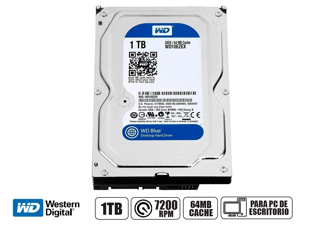 Disco Duro Western Digital 1tb (wd10ezex) Cache De 64mb, 7200 Rpm, 3.5 ...