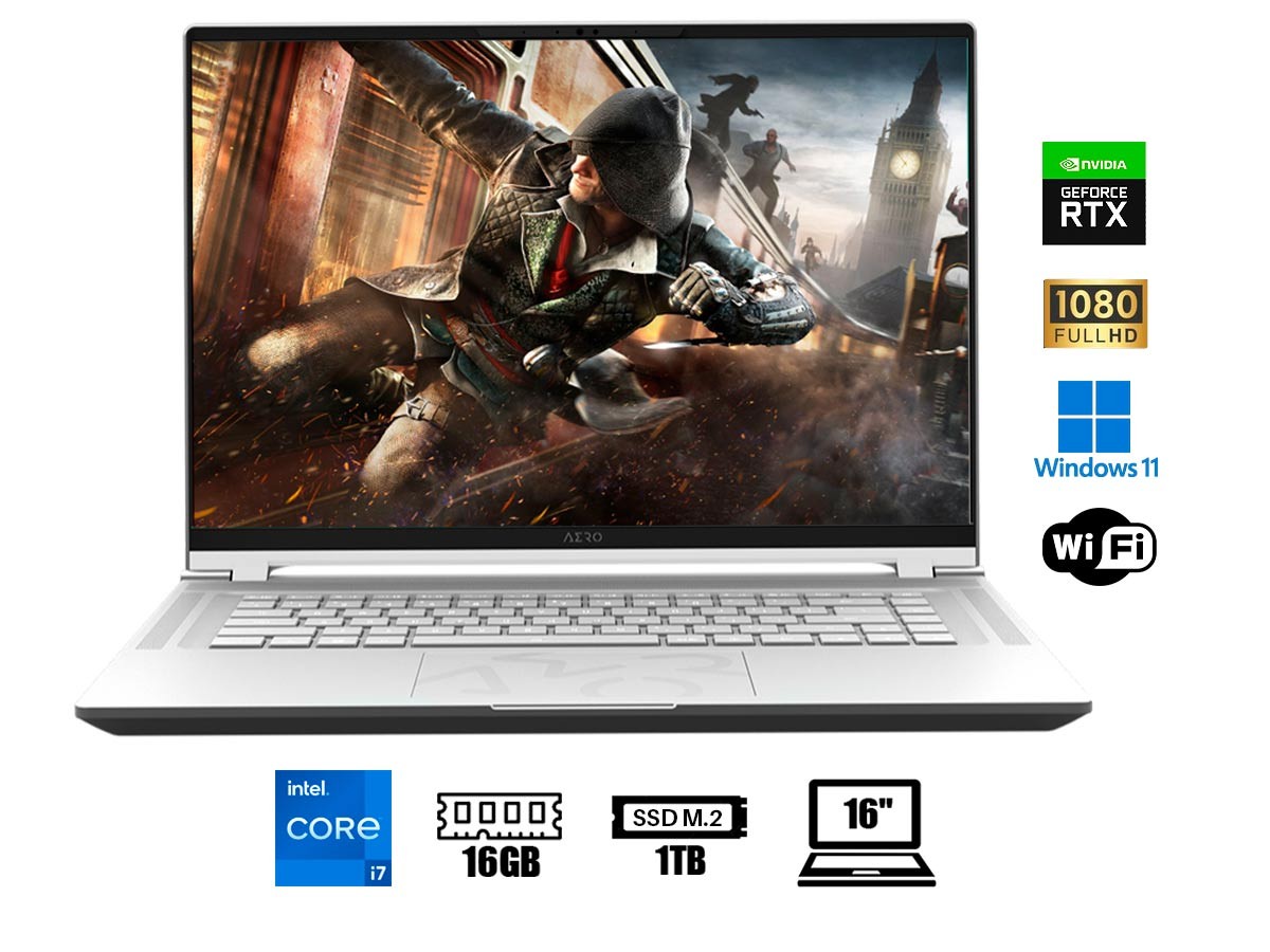 LAPTOP GIGABYTE CORE I7 13700H, AERO 16 OLED BKF, PANTALLA 16.0 UHD 60 HZ, RAM D5 16GB, SSD M.2 ...
