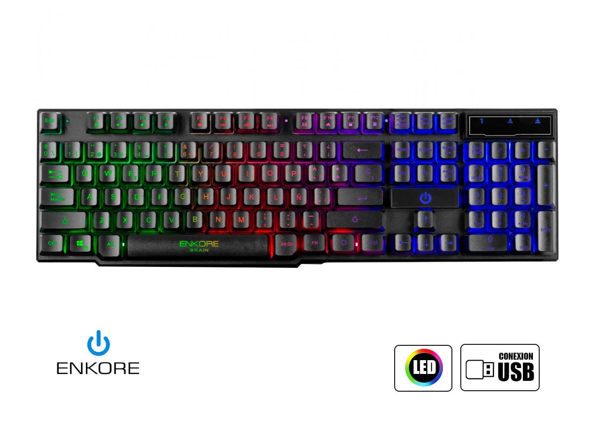 COMBO 4 EN UNO ENKORE BRAIN ENT, TECLADO CON ILUMINACION LED, MOUSE ...