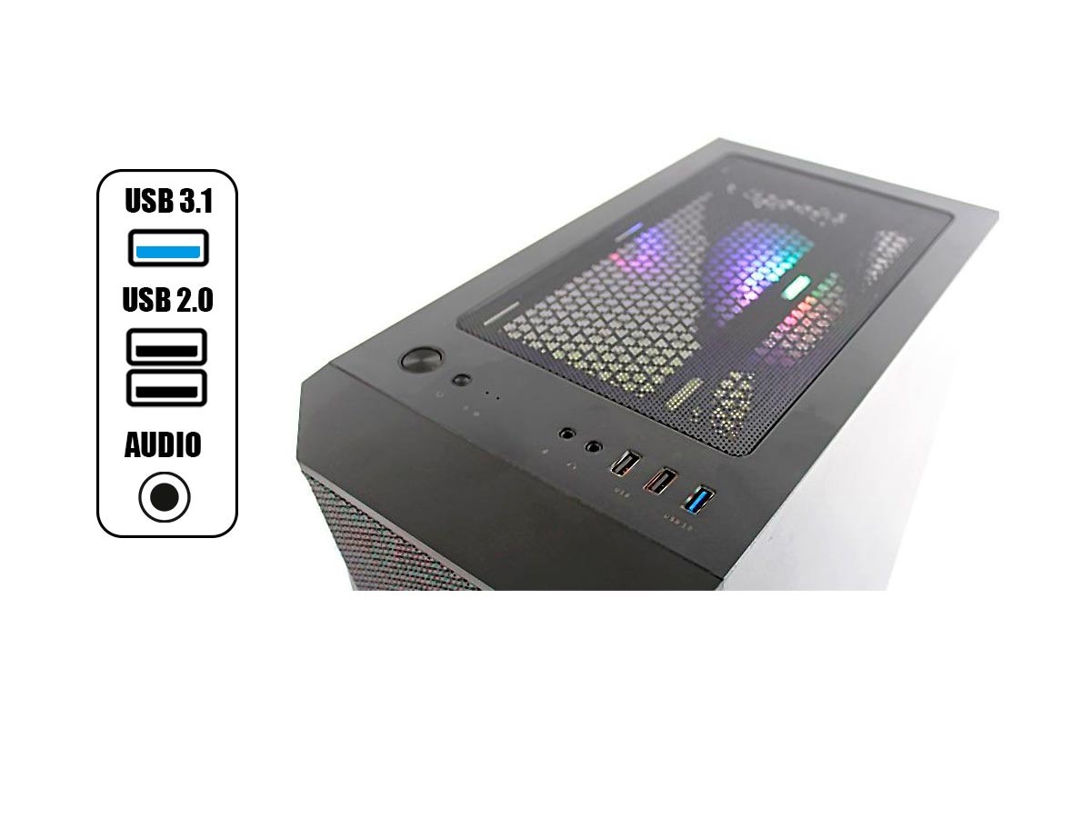 CASE HALION FURY 550W 1 PANEL VIDRIO 3 FAN LED - RGB (HA-FURY-550W)