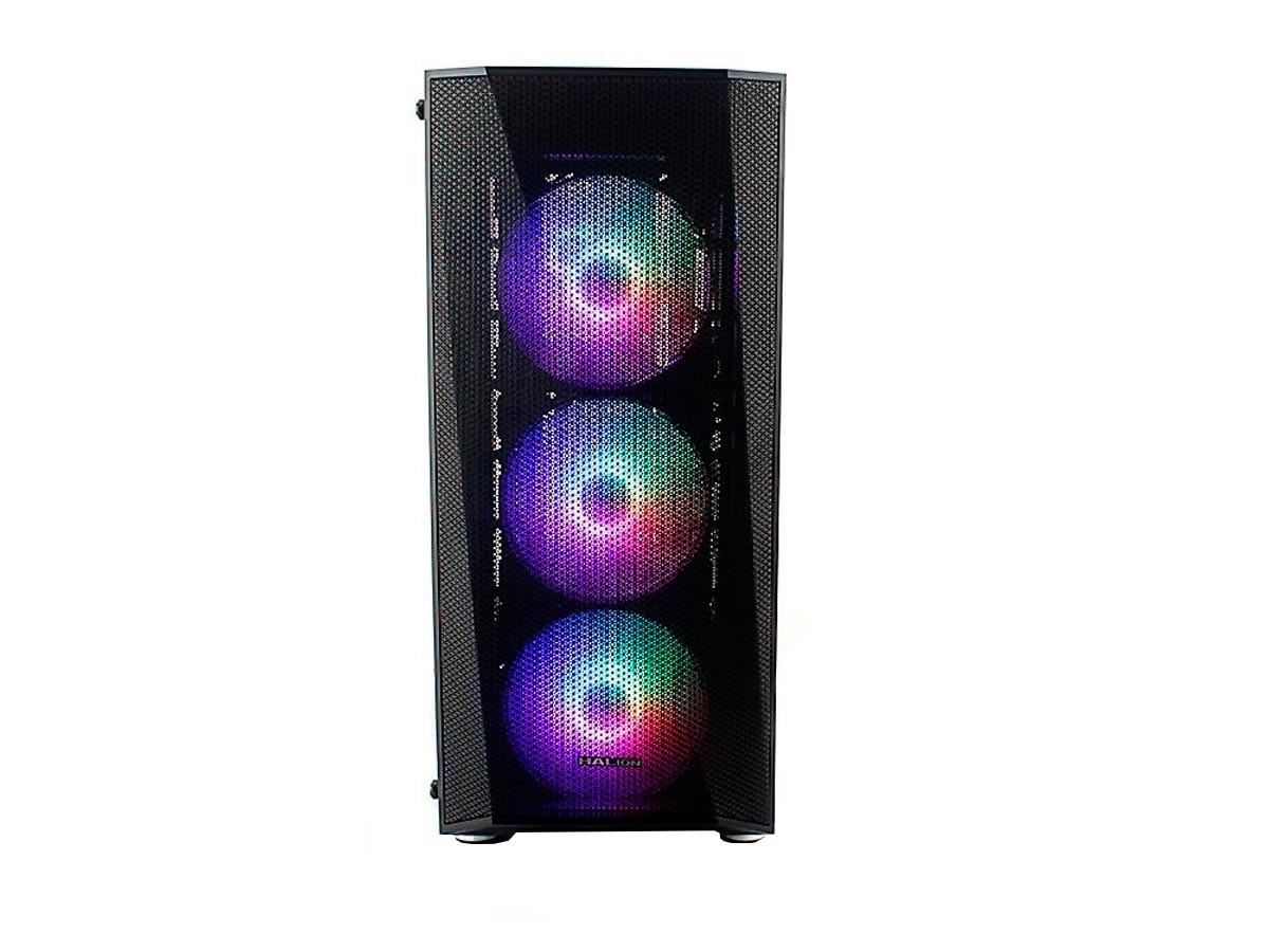 CASE HALION FURY 550W 1 PANEL VIDRIO 3 FAN LED - RGB (HA-FURY-550W)