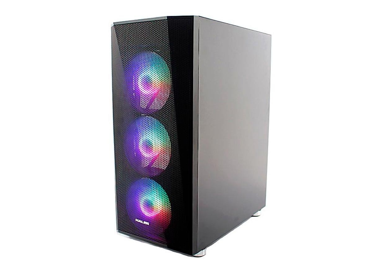 CASE HALION FURY 550W 1 PANEL VIDRIO 3 FAN LED - RGB (HA-FURY-550W)