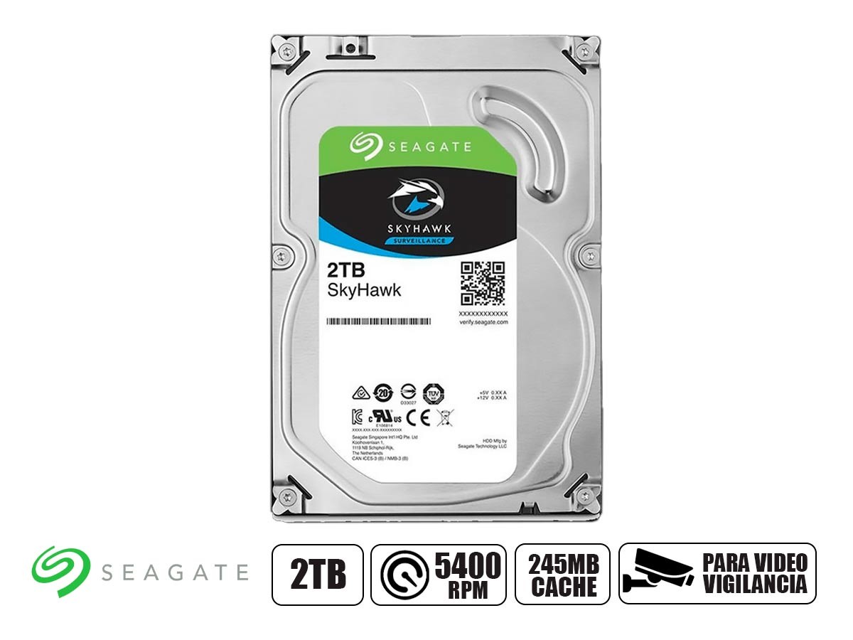 DISCO DURO SEAGATE 2TB SKYHAWK VIGILANCIA, CACHE 245MB, VELOCIDAD 5900 ...
