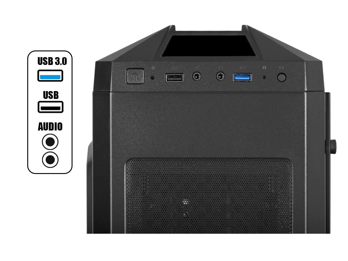 CASE CYBERTEL HUNTER SIN FUENTE NEGRO 1 PANEL VIDRIO LED RAINBOW (MIC ...