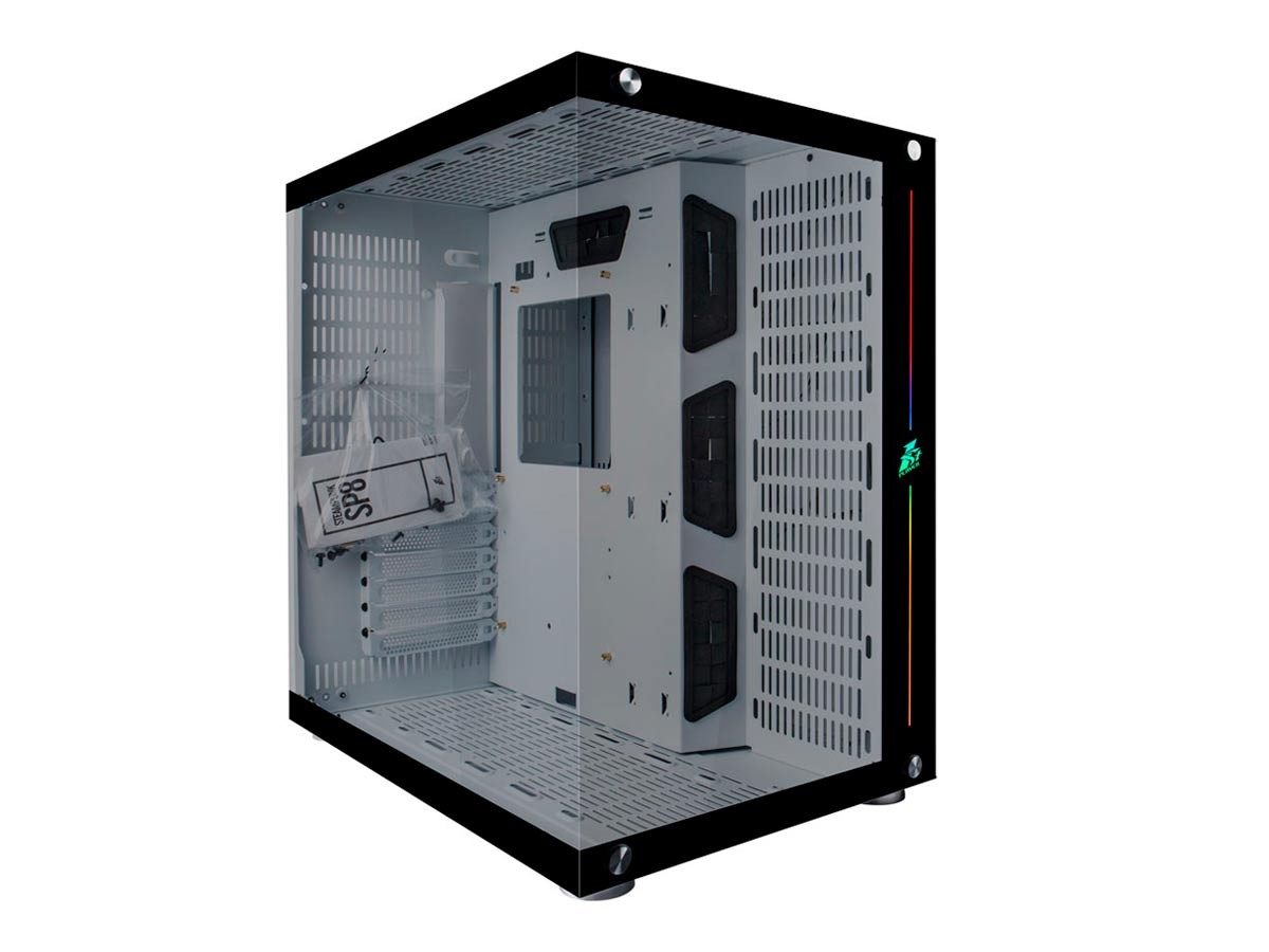 CASE 1STPLAYER STEAMPUNK SP8 S/ FUENTE | BLANCO | 2 PANEL VIDRIO LED ...