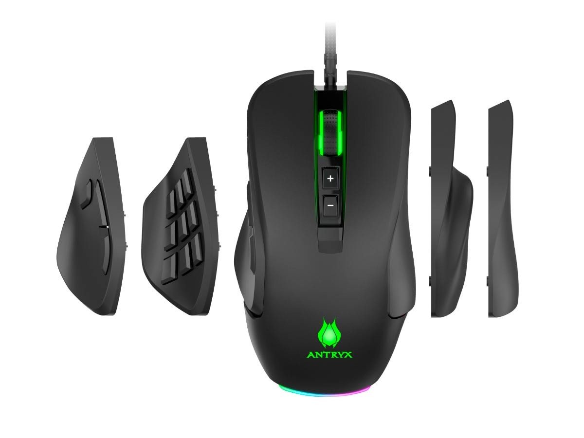 MOUSE ANTRYX CHROME STORM XCALIBUR, SENSOR HASTA 16400 DPI, ILUMINACION ...