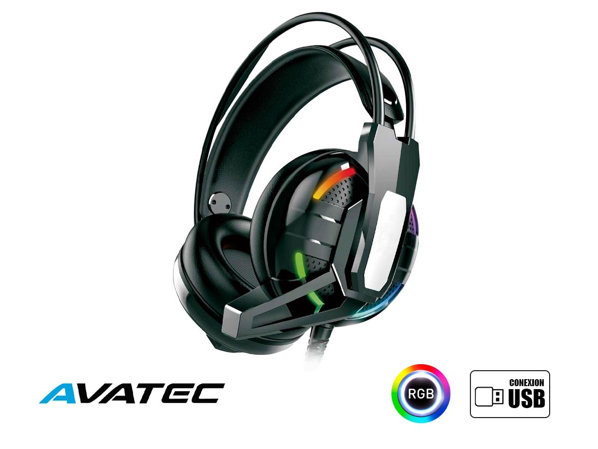 AURICULAR AVATEC 3065BS, GAMING, CON MICROFONO,CONEXION A USB, CONTROL DE VOLUMEN, LUZ RGB ...