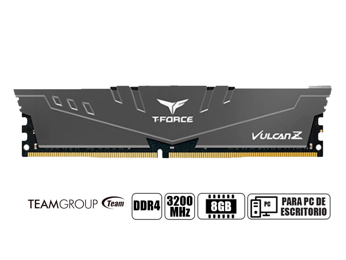 MEMORIA RAM TEAMGROUP DDR4 8GB, FRECUENCIA 3200 MHZ, T-FORCE VULCAN Z GRIS, PARA PC DE ...