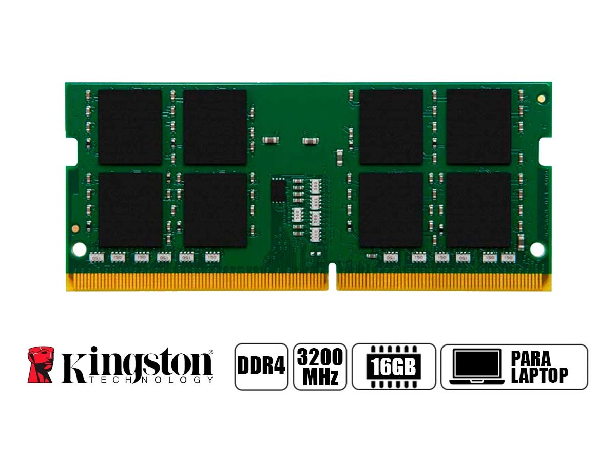 MEMORIA PARA LAPTOP SODIMM KINGSTON DDR4 16GB, FRECUENCIA 3200 MHZ ( KVR32S22D8/16 )
