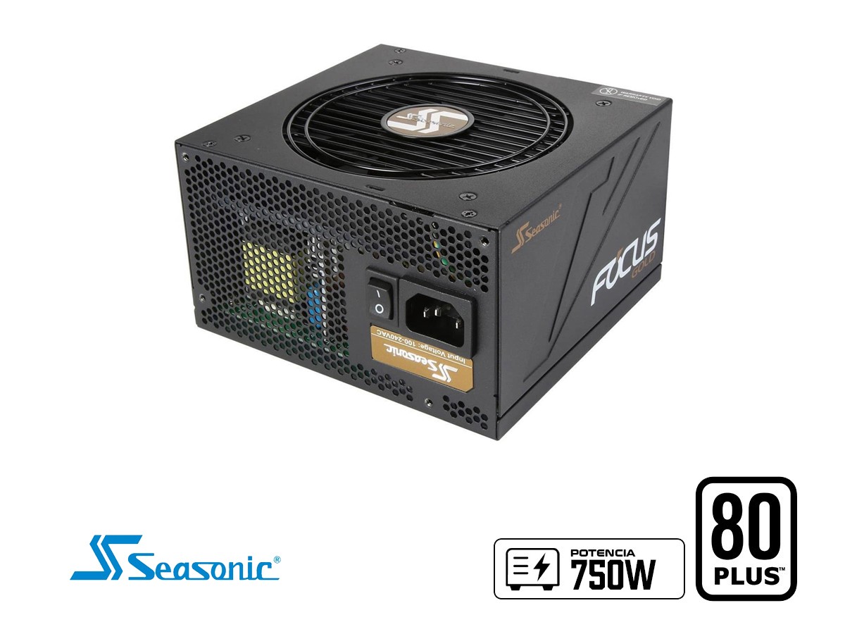 FUENTE DE PODER SEASONIC 750W ATX, GOLD 80 PLUS, FOCUS SEMI - MODULAR, COLOR NEGRO (SSR-750FM)