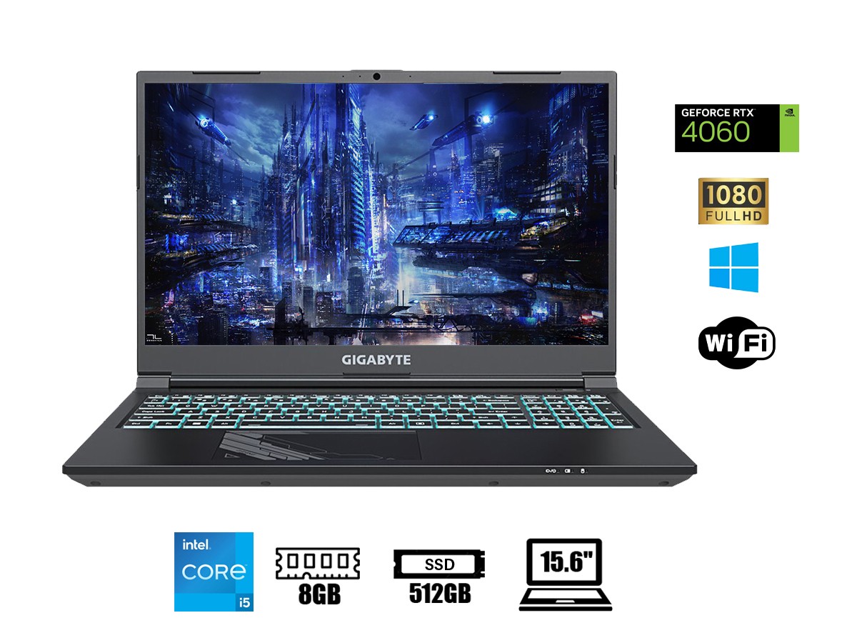 LAPTOP GIGABYTE CORE I5 12500H, G5 KF, GAMINIG 15.6" FHD 144HZ, RAM 8GB, SSD M.2 512GB, VIDEO ...