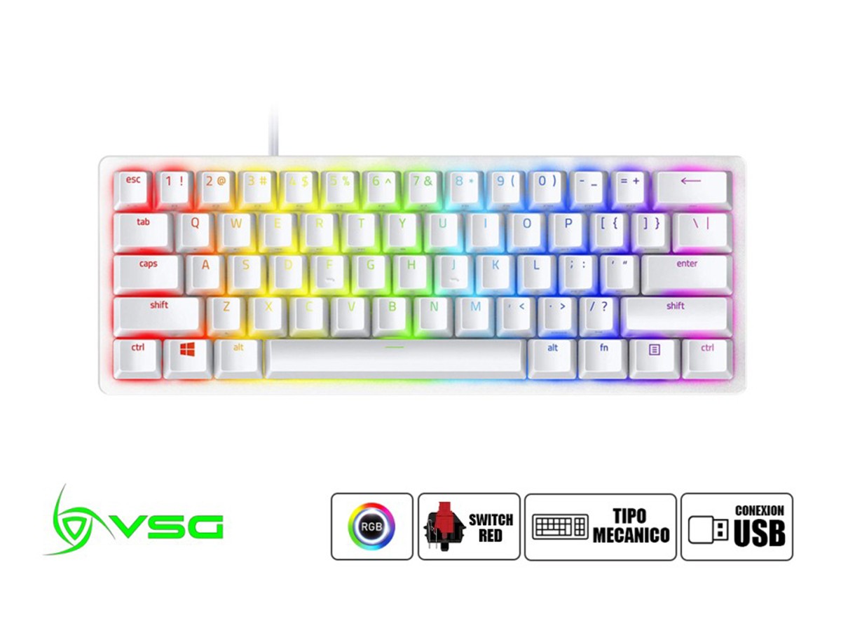TECLADO VSG GAMING 60% MECANICO MINTAKA - BLANCO | SWITCH RED | LED-RGB ...