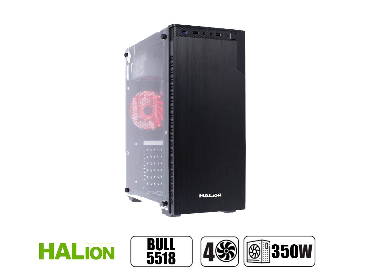CASE HALION BULL 5518 - 350W NEGRO 1 VIDRIO TEMPLADO ATX - MATX (BULL ...
