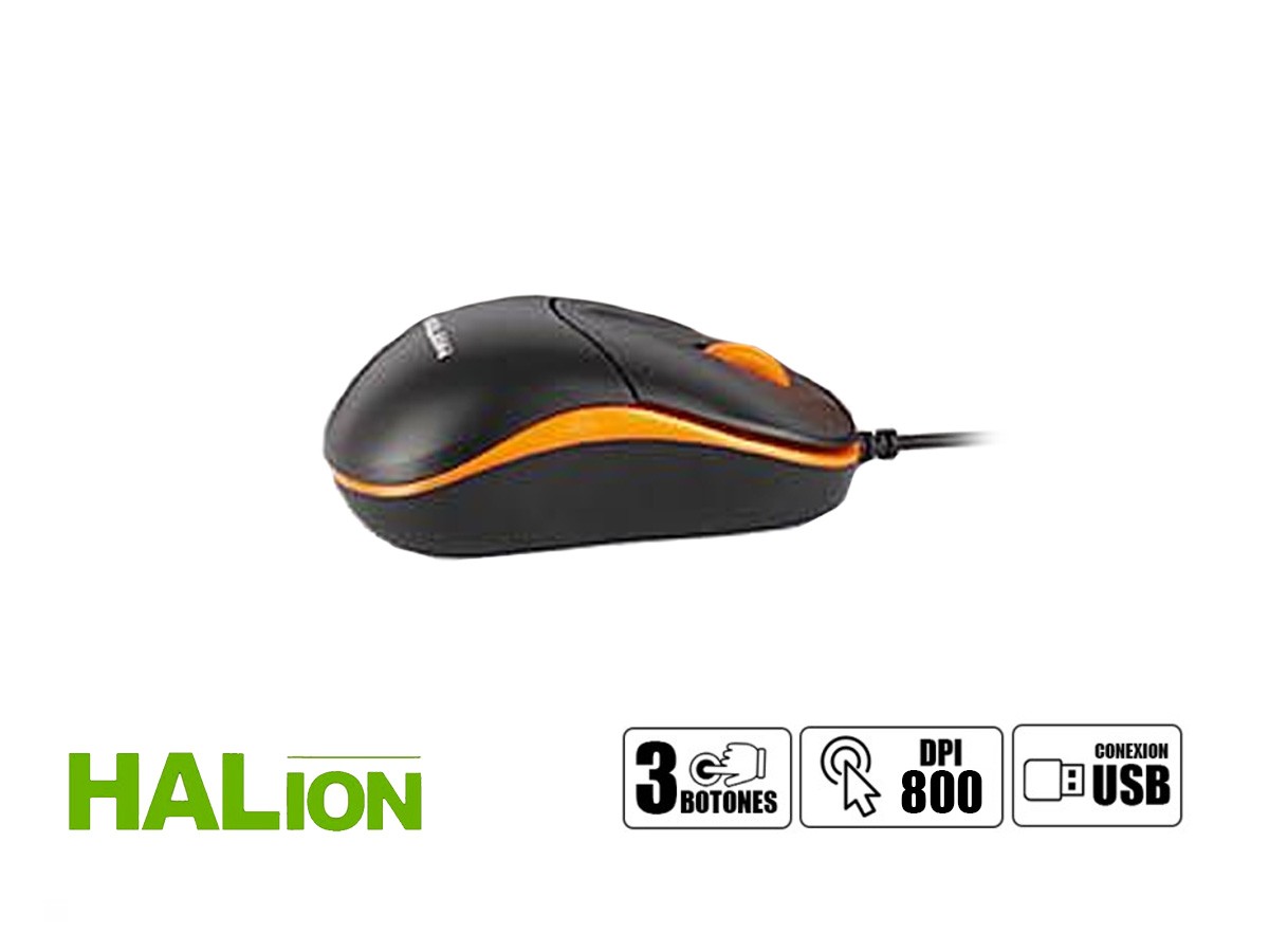 COMBO 2 EN UNO HALION ESTANDAR, TECLADO MULTIMEDIA CON DIRECIONALES NARANJA, MOUSE 3 BOTONES ...