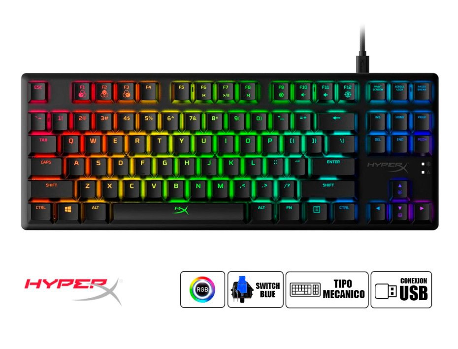 TECLADO HYPERX GAMER MECANICO ALLOY ORIGINS CORE, RETROILUMINACIÓN RGB LED, ILUMINACIÓN RGB DE ...