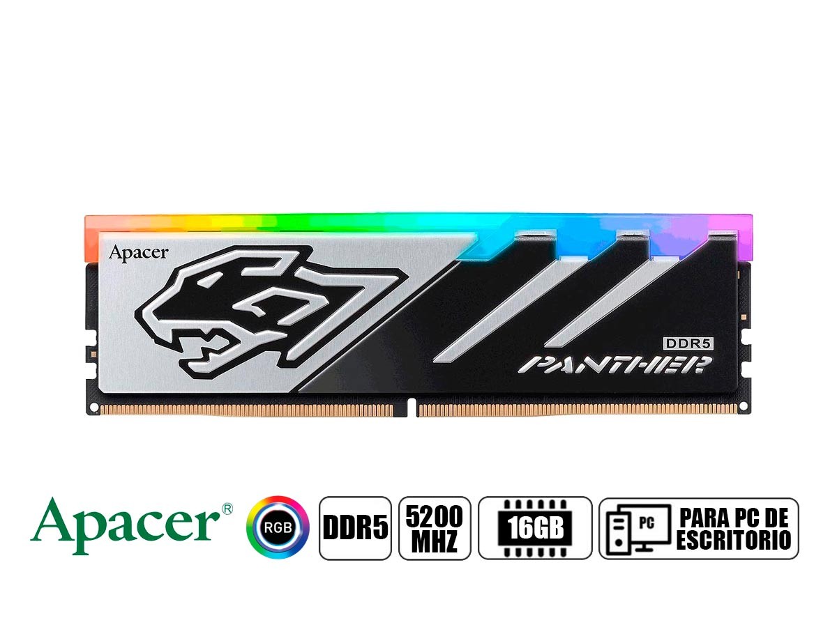 MEMORIA RAM APACER DDR5 16GB, FRECUENCIA 5200 MHZ, RGB, PANTHER DDR5 ...