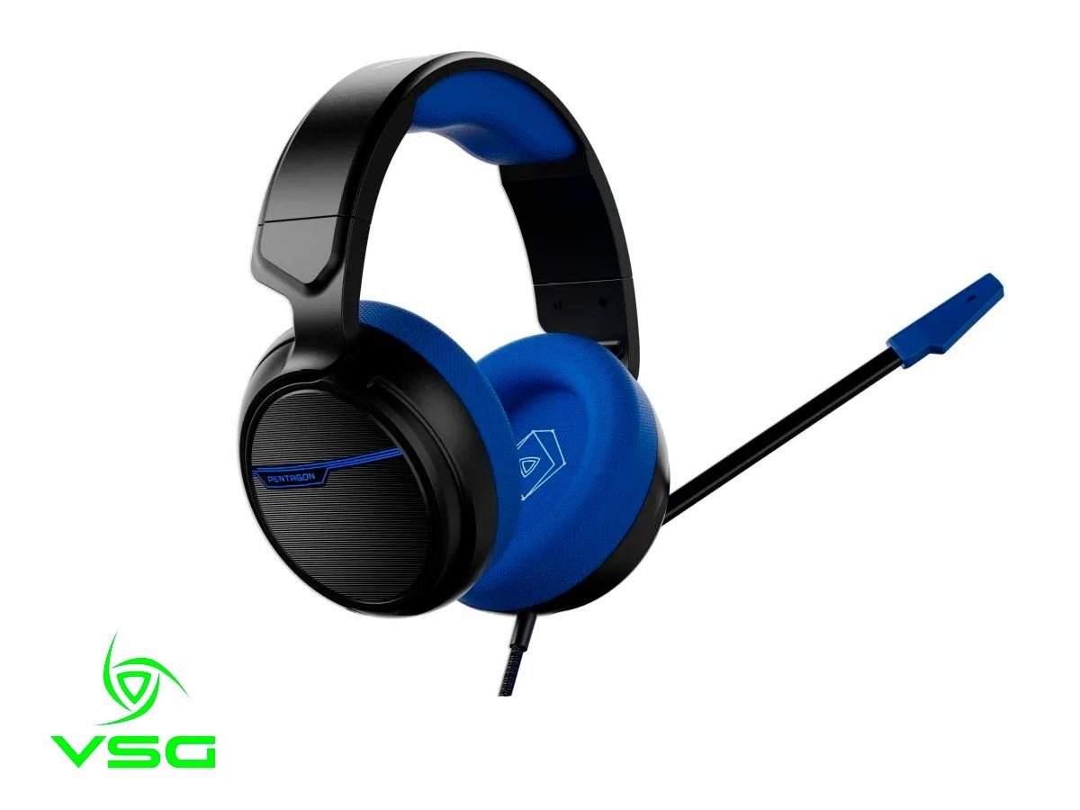 AURICULAR VSG GAMING PENTAGON BLUE, CON MICROFONO, CONEXION JACK-USB ...