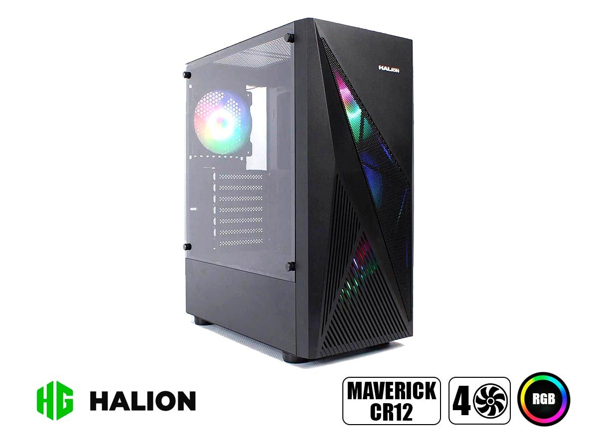 CASE HALION MAVERICK 500W NEGRO LED - 3 FAN FRONTAL + 1 FAN POSTERIOR ...