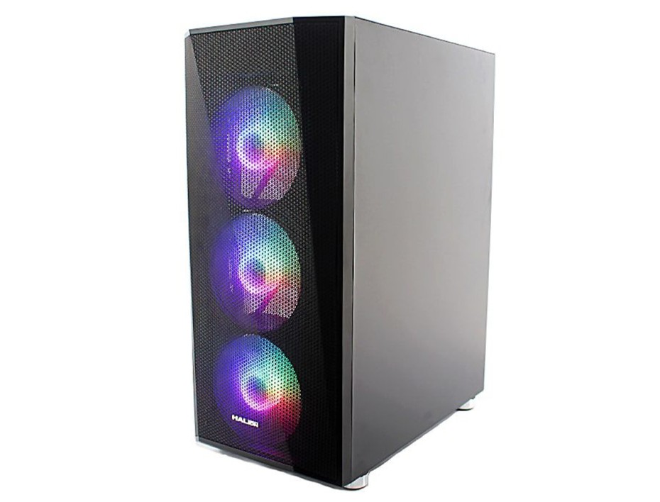 CASE HALION FURY 500W 1 PANEL VIDRIO 3 FAN LED - RGB (HA-FURY)