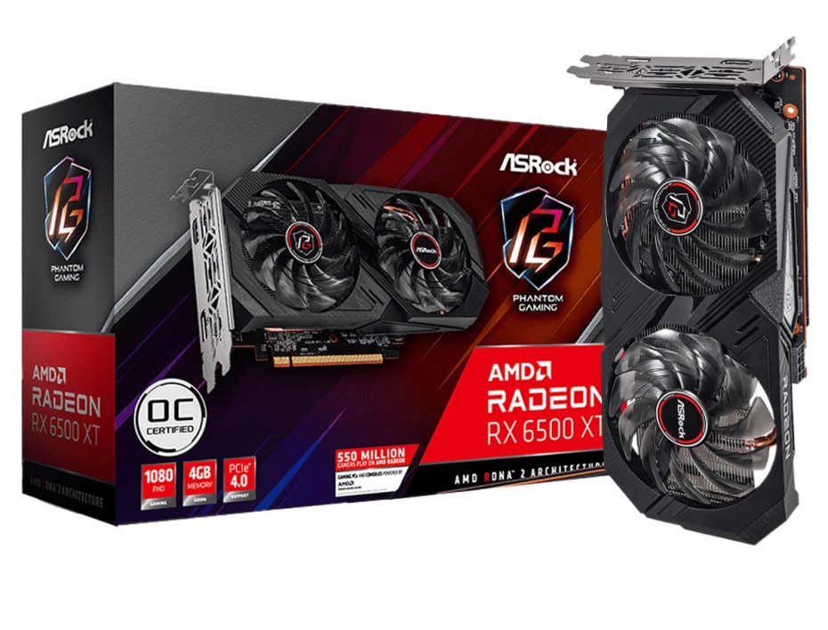 TARJETA DE VIDEO ASROCK RADEON RX 6500 XT 4GB OC GDDR6 PHANTOM GAMER 64 ...