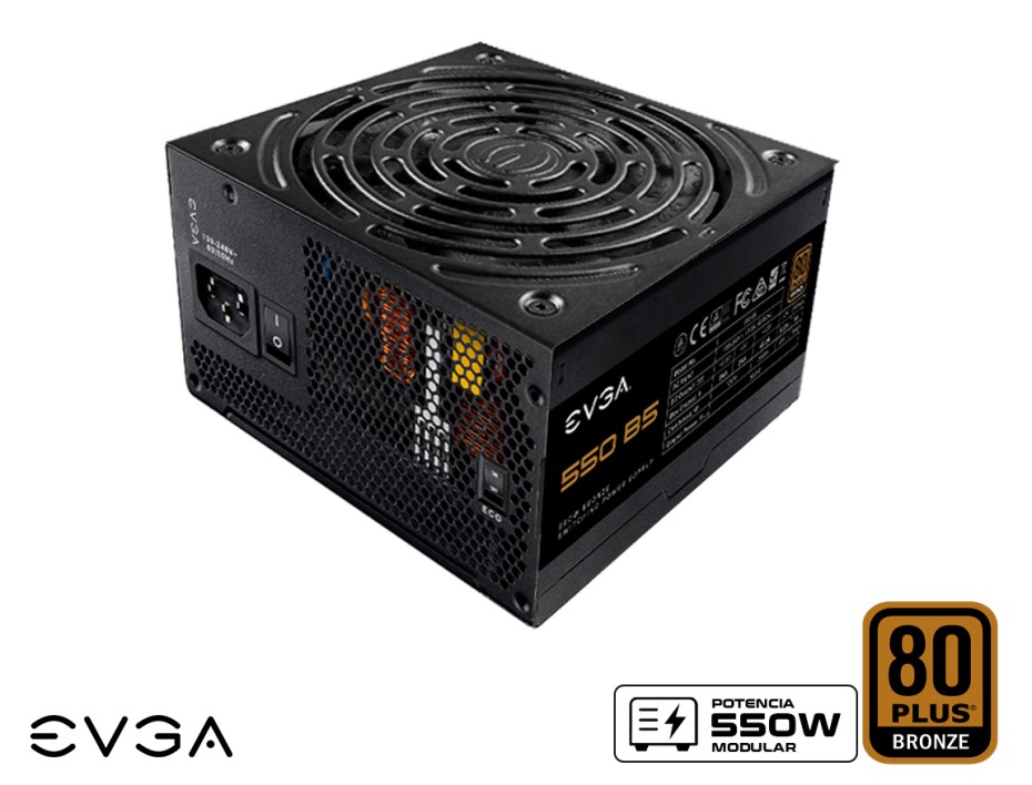 FUENTE DE PODER EVGA 550W ATX, BRONZE 80 PLUS B5, MODULAR, COLOR NEGRO (220-B5-0550-V1)