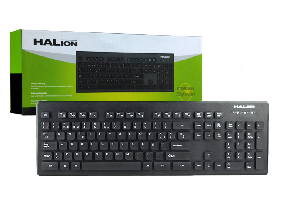 TECLADO HALION STANDAR, K116 ALAMBRICO, CONEXION USB, COLOR NEGRO (MOD. HA-K116)