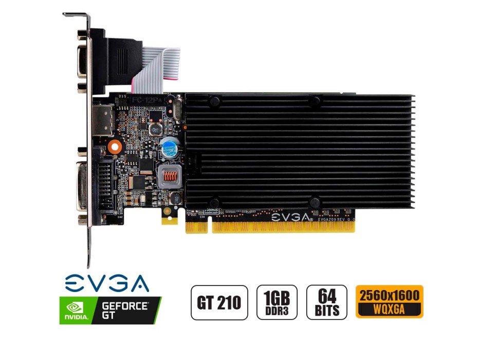 TARJETA DE VIDEO EVGA GT210 1GB DDR3 NVIDIA 64BITS (01G-P3-1313-KR)