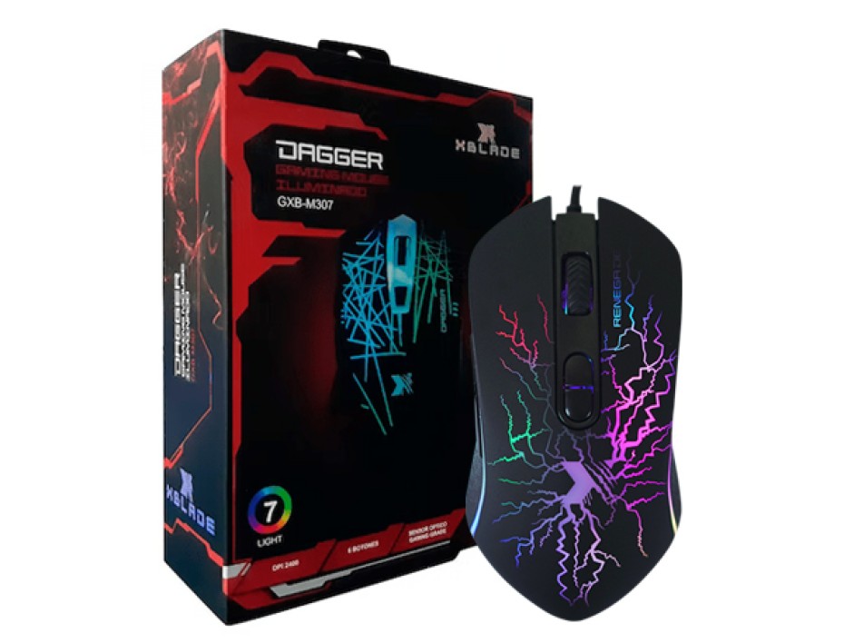 MOUSE XBLADE DAGGER GAMING, SENSOR HASTA 2400 DPI, LLUMINACION RGB, CON ...