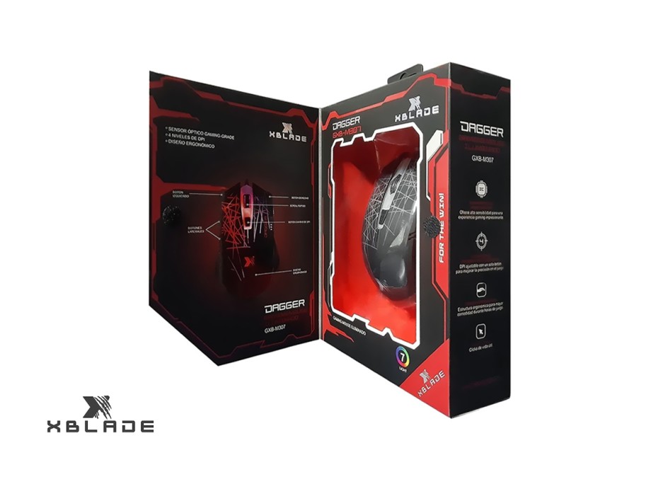 MOUSE XBLADE DAGGER GAMING, SENSOR HASTA 2400 DPI, LLUMINACION RGB, CON ...