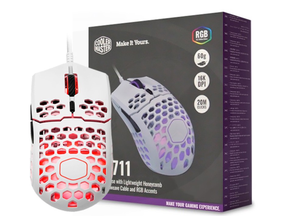 MOUSE COOLER MASTER MM711 GAMING, SENSOR HASTA 16000 DPI, ILUMINACION ...